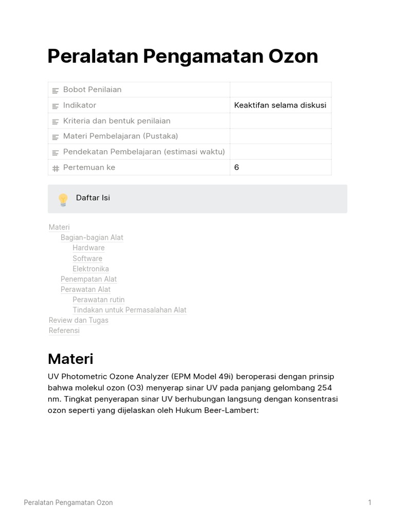 Peralatan - Pengamatan - Ozon | PDF