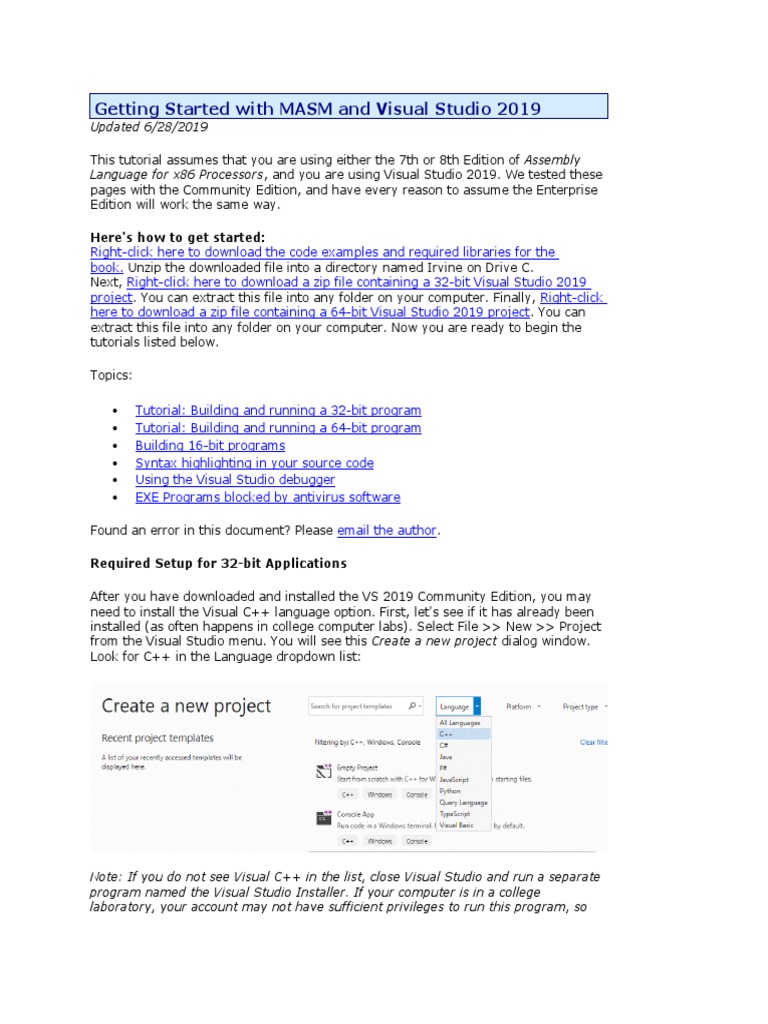 Getting Started With MASM and Visual Studio 2019 | PDF | Microsoft Visual Studio | Computer File
