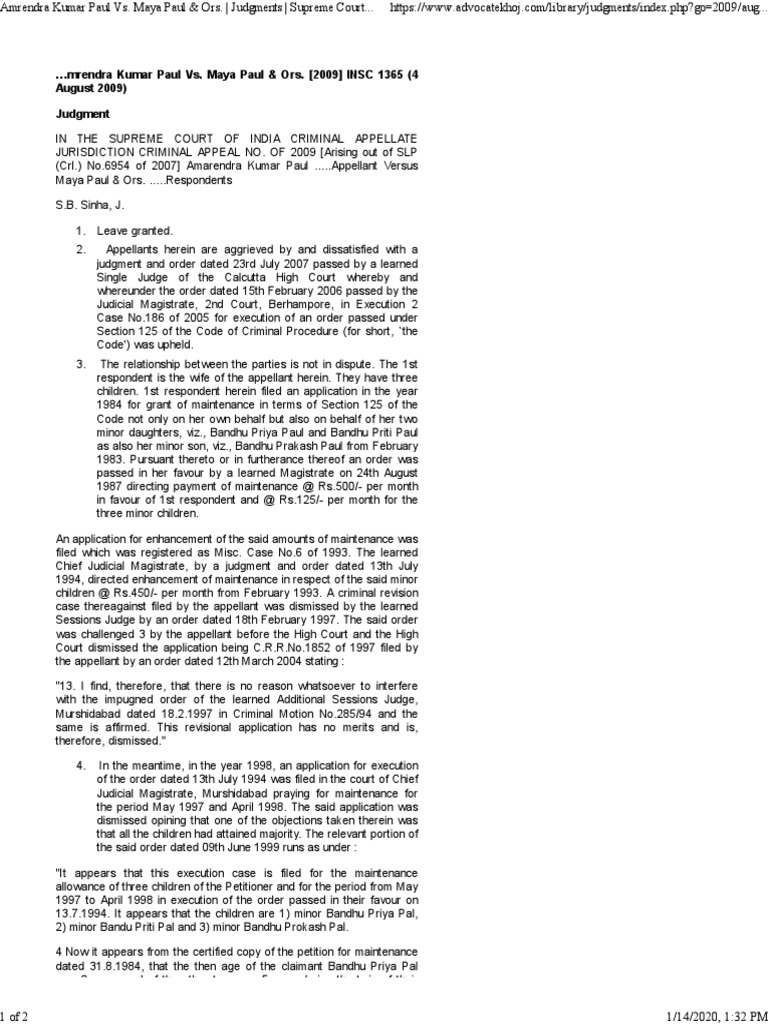 Execution - Amrendra Kumar Paul vs. Maya Paul & Ors | PDF | Judgment (Law) | Magistrate