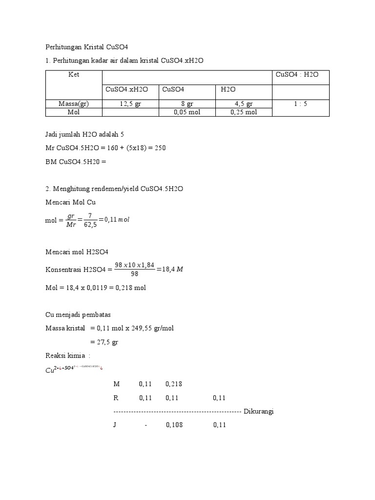 Perhitungan Kristal CuSO4 | PDF