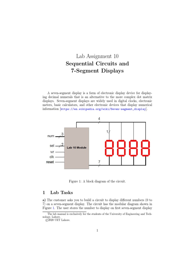 Lab Assignment 10 Sequential Circuits and 7 Segment Displays | PDF ...