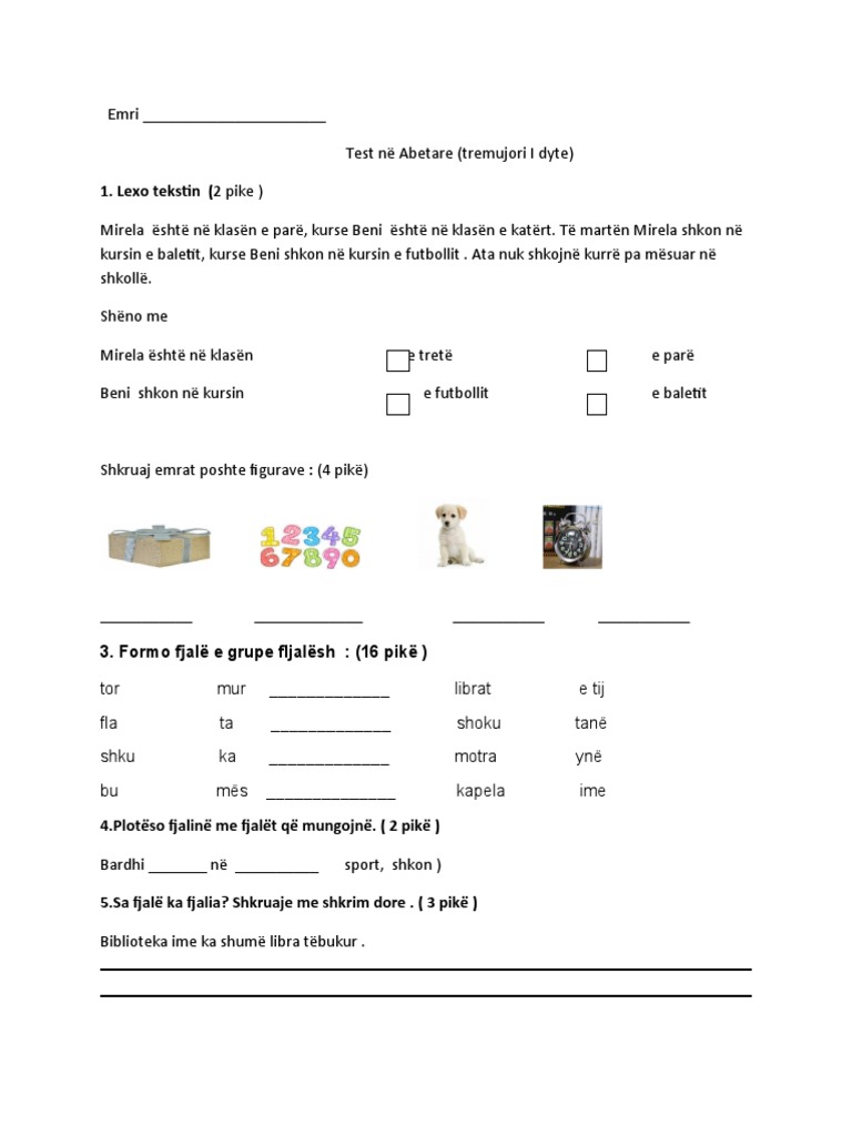 Test Në Abetare | PDF