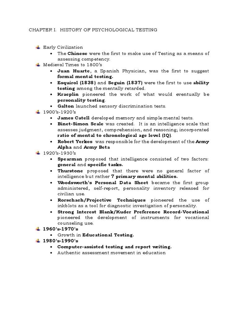 1 - History of Psychological Testing | PDF | Psychological Testing ...