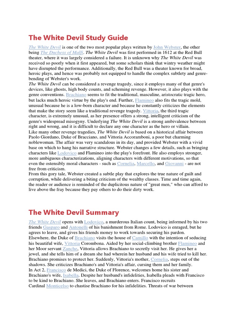 The White Devil Study Guide | PDF