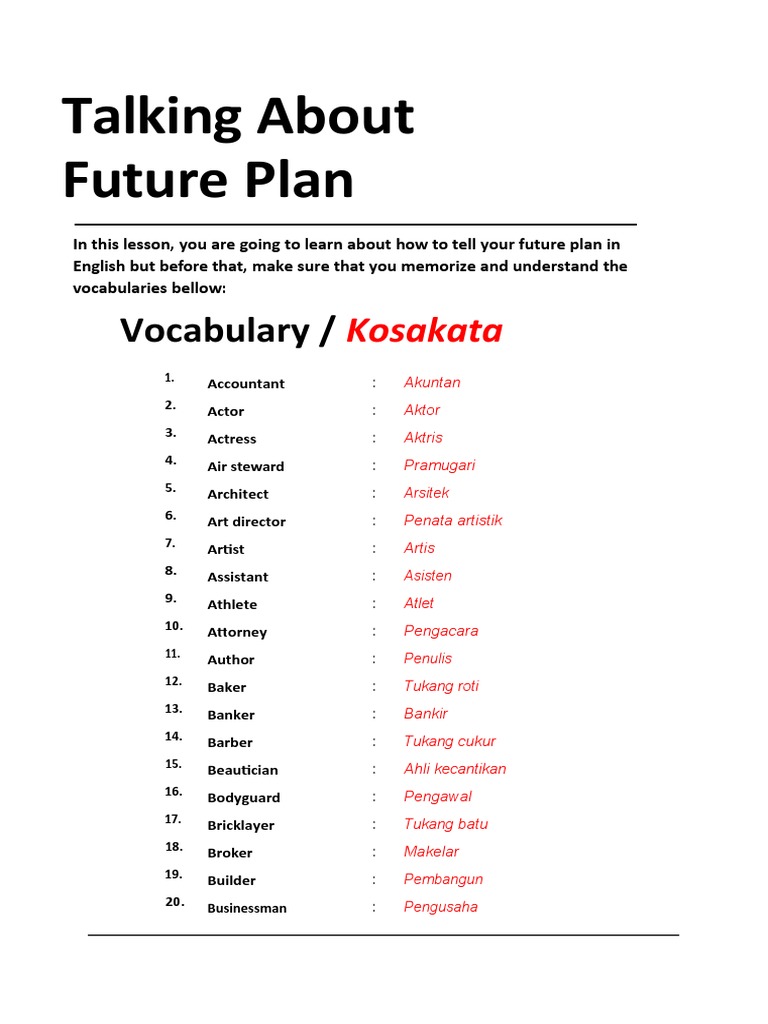 Talking About Future Plan | PDF
