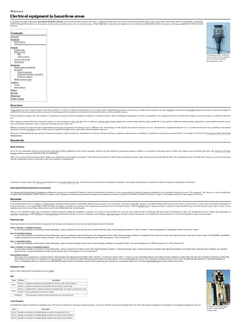 Electrical Equipment in Hazardous Areas | PDF | Physical Sciences | Safety