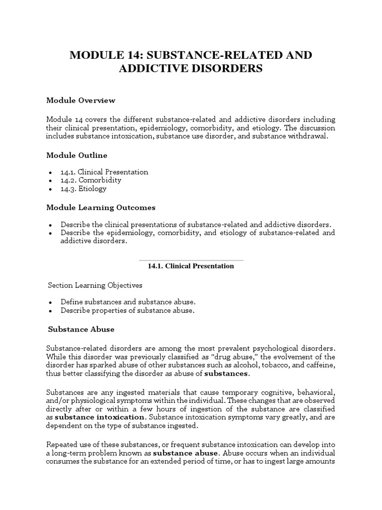 Module 14: Substance-Related and Addictive Disorders | PDF | Substance ...