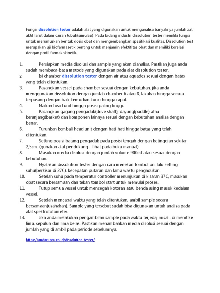 Fungsi dan Prosedur Alat Disolusi | PDF