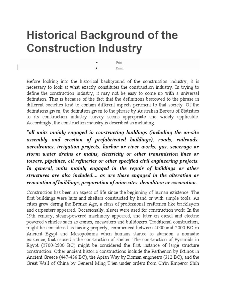 Historical Background of The Construction Industry | PDF | Economies ...