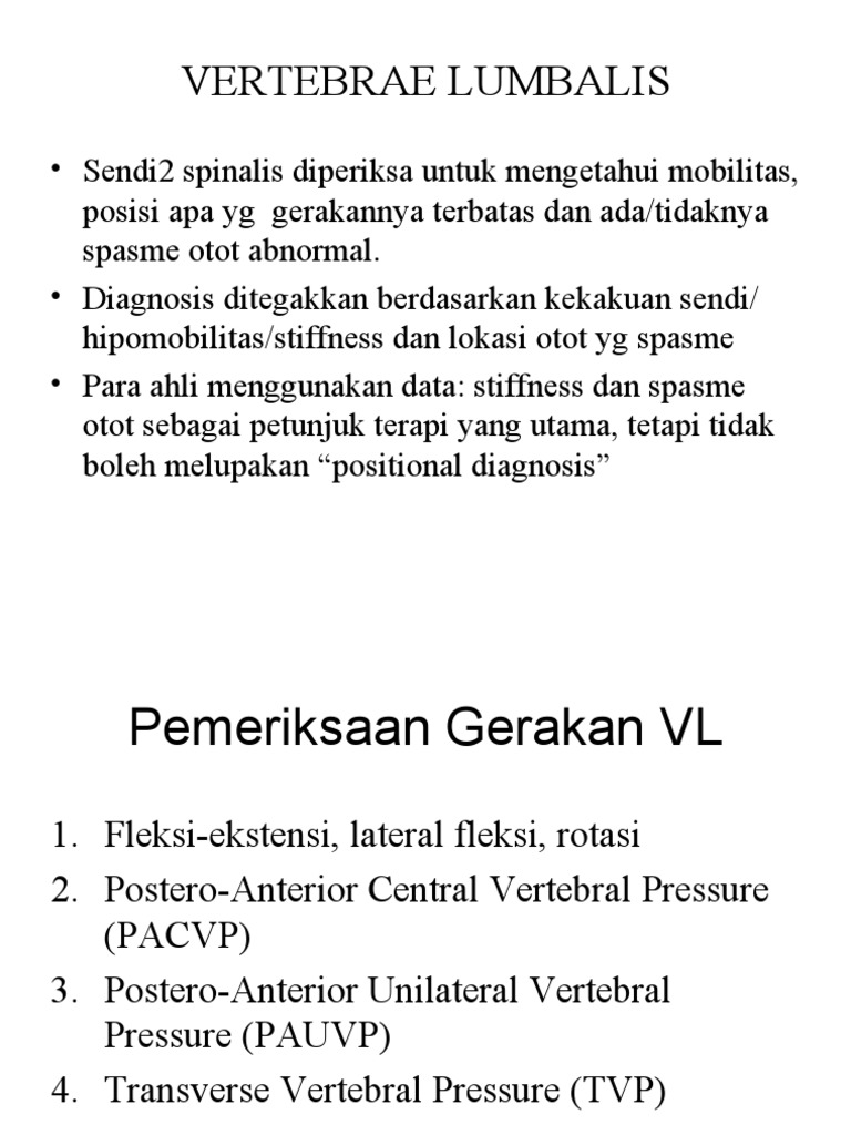 Diagnosa dan Terapi Vertebra Lumbalis | PDF | Pengembangan Diri ...