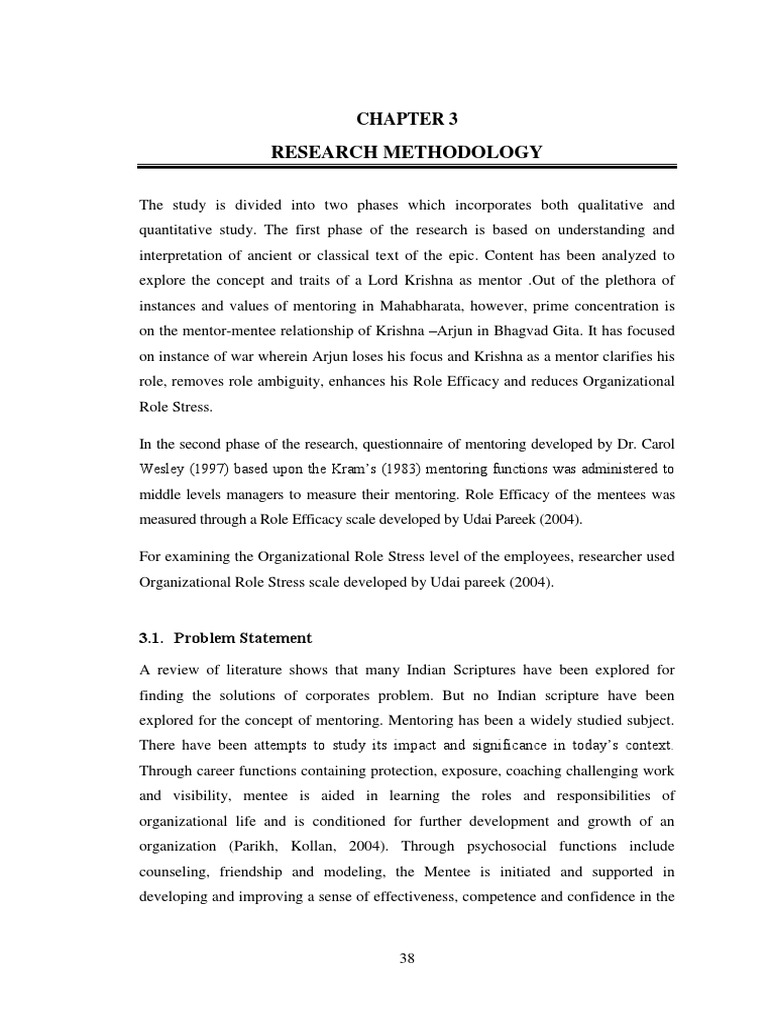 12 - Chapter 3 Research Methodology | PDF | Mentorship | Survey Methodology