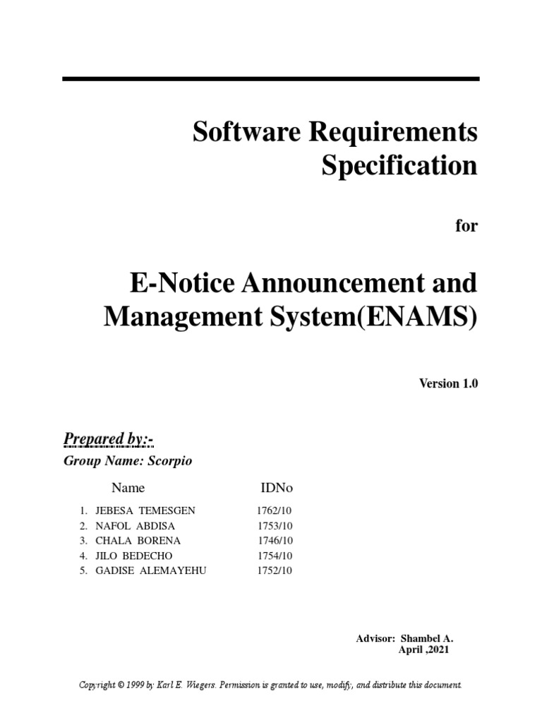 E-Notice Announcement and Management System SRS | PDF | User (Computing) | Graphical User Interfaces