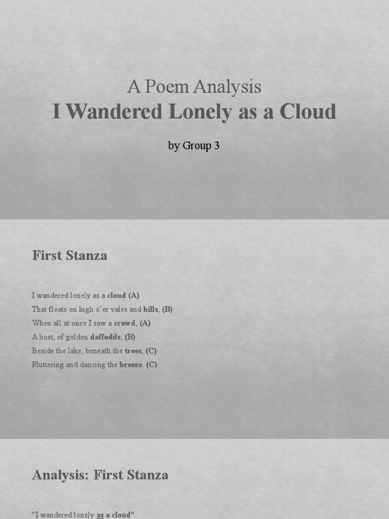 I Wandered Lonely As A Cloud | PDF | Poetry