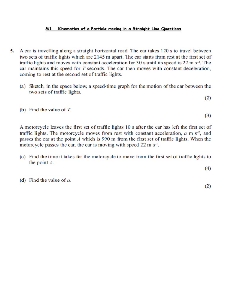 2) M1 Kinematics of A Particle Moving in A Straight Line Questions | PDF | Acceleration | Speed