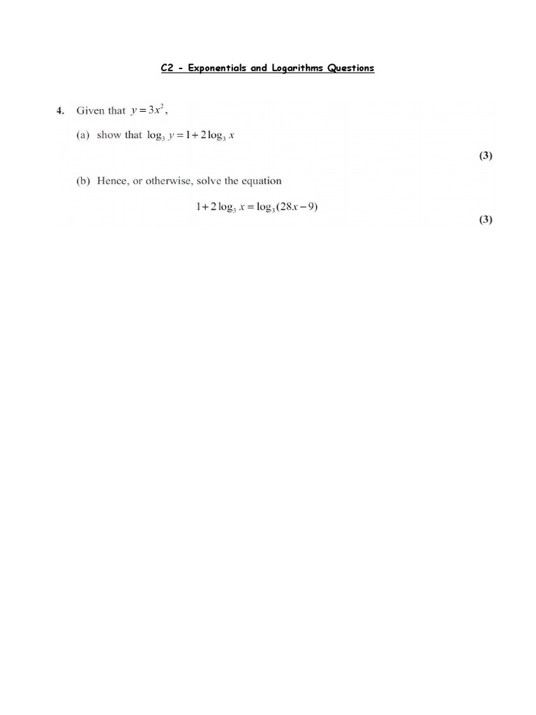 3) C2 Exponentials and Logarithms Questions | PDF