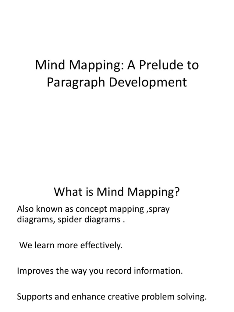 Mind Mapping: A Prelude To Paragraph Development | PDF | Idea | Mind