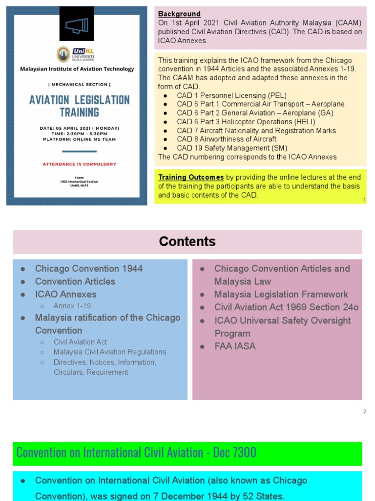 Aviation Legislation Training Rev | PDF | Aerospace | Transport