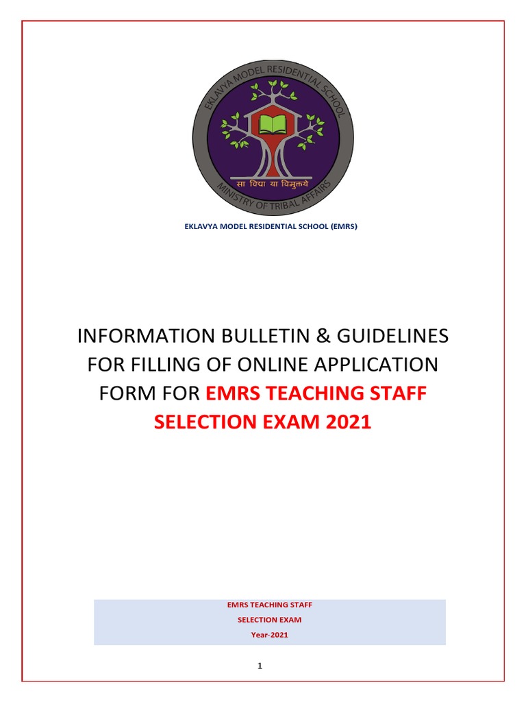 Information Bulletin & Guidelines For Filling of Online Application ...
