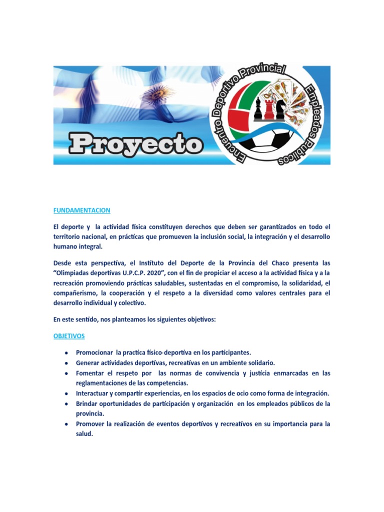 Proyecto Olimpiadas Deportivas 2021 | PDF | Ocio | Deportes