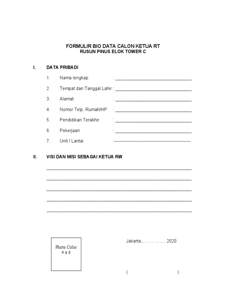 Formulir-Calon-Rt - RW | PDF