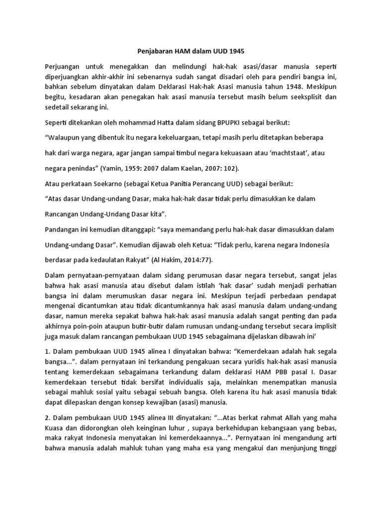 Penjabaran HAM dalam UUD 1945 | PDF