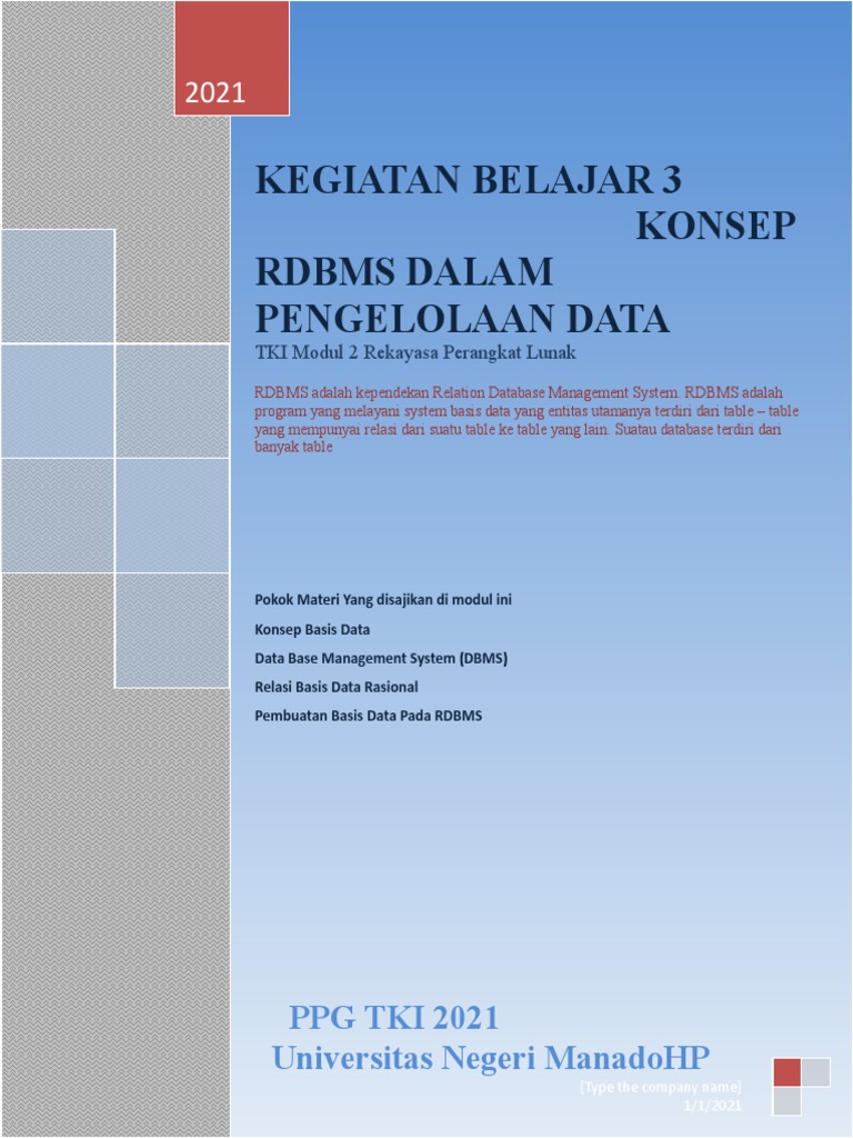 TKI Modul 2 KB 3 KONSEP RDBMS DALAM PENGELOLAAN DATA | PDF