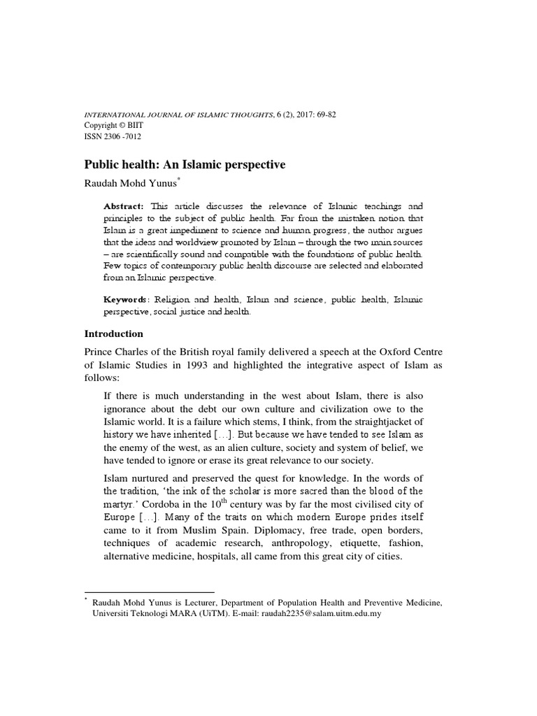 Public Health An Islamic Perspective | PDF | Climate Change | Evidence ...