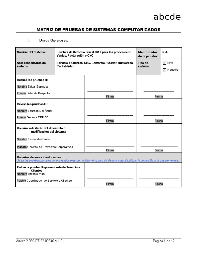 Matriz de Pruebas | PDF | Factura | Software
