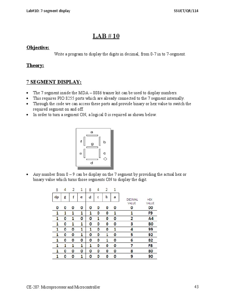 Objective:: Lab#10: 7-Segment Display SSUET/QR/114 | PDF | Personal Computers | Electronics