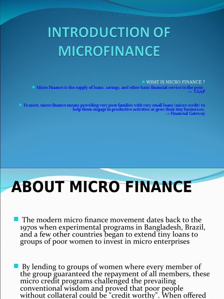 Introduction of Microfinance | Download Free PDF | Microfinance | Interest