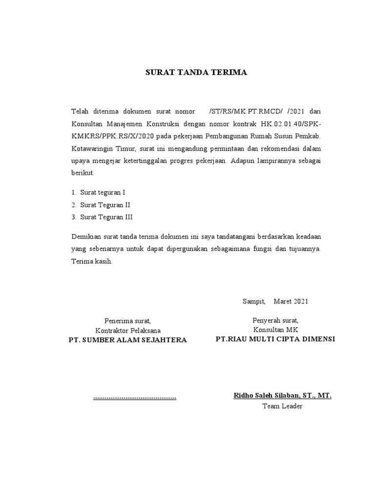 Surat Tanda Terima | PDF