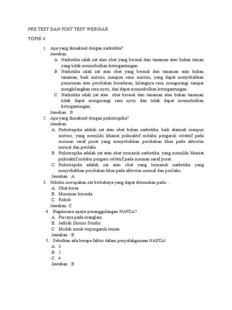 PRE TEST DAN POST TEST Webinar | PDF