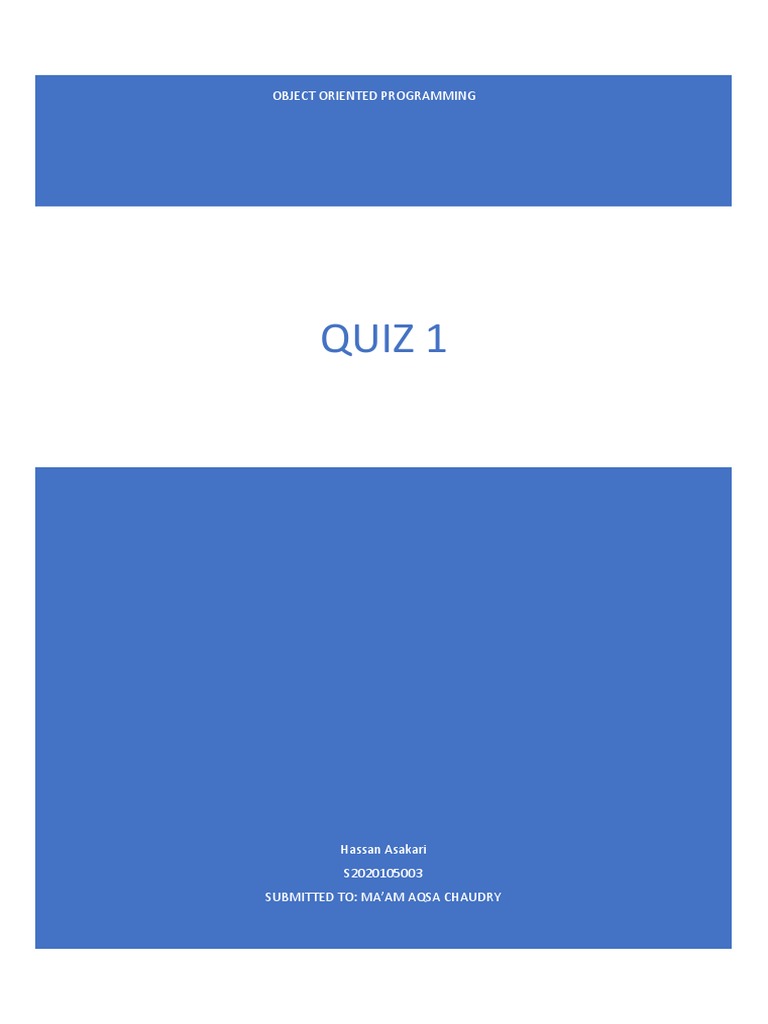 Object Oriented Programming Quiz 1 | PDF