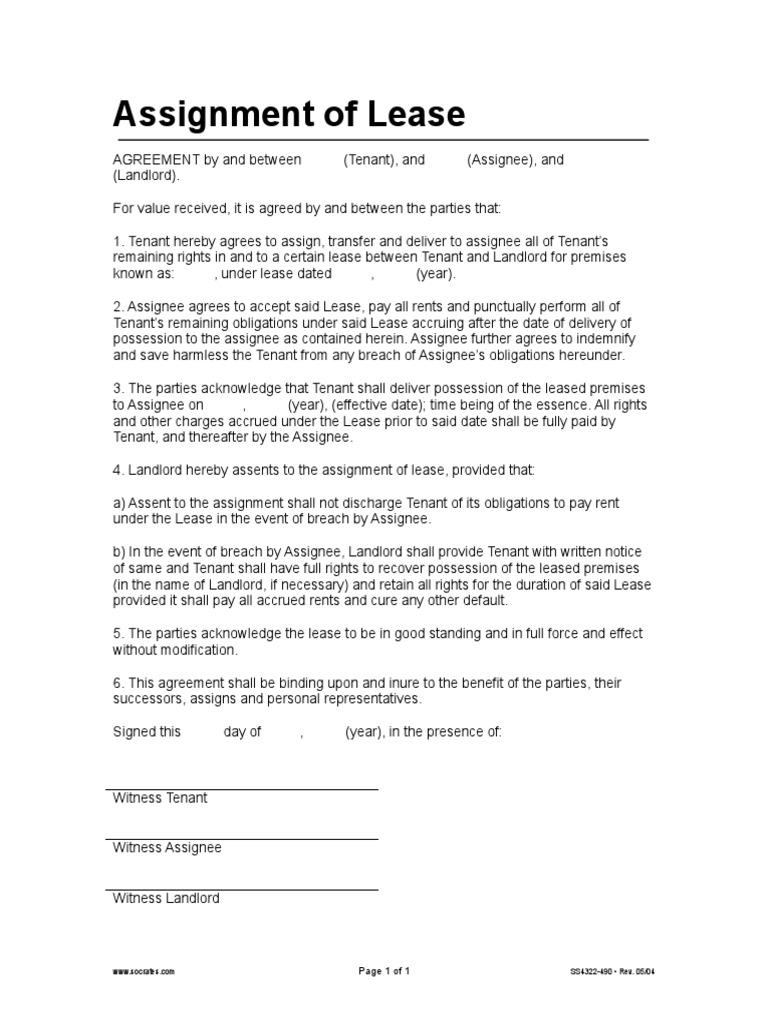 Assignment of Lease | PDF