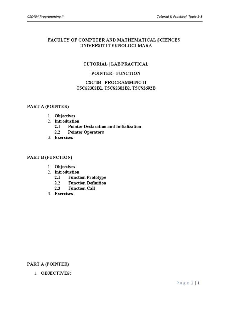 Csc404 Tp3 Pdf Pointer Computer Programming Parameter Computer Programming 6877