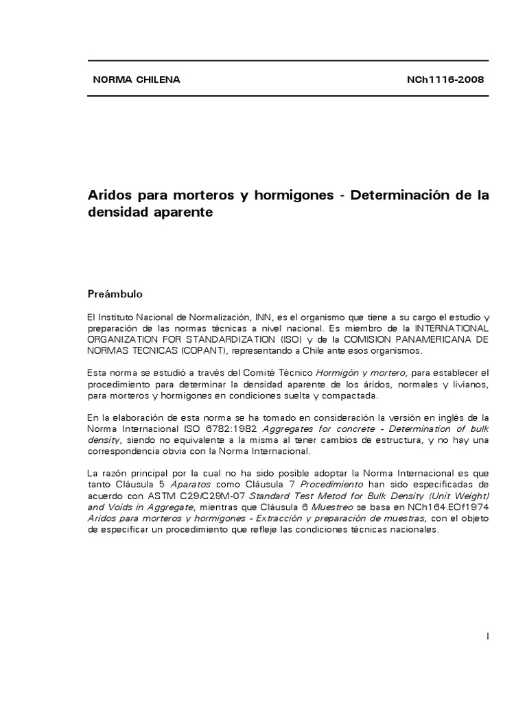 NCh01116-2008-046 DETERMINACION DE LA DENSIDAD APARENTE SUELTA Y ...