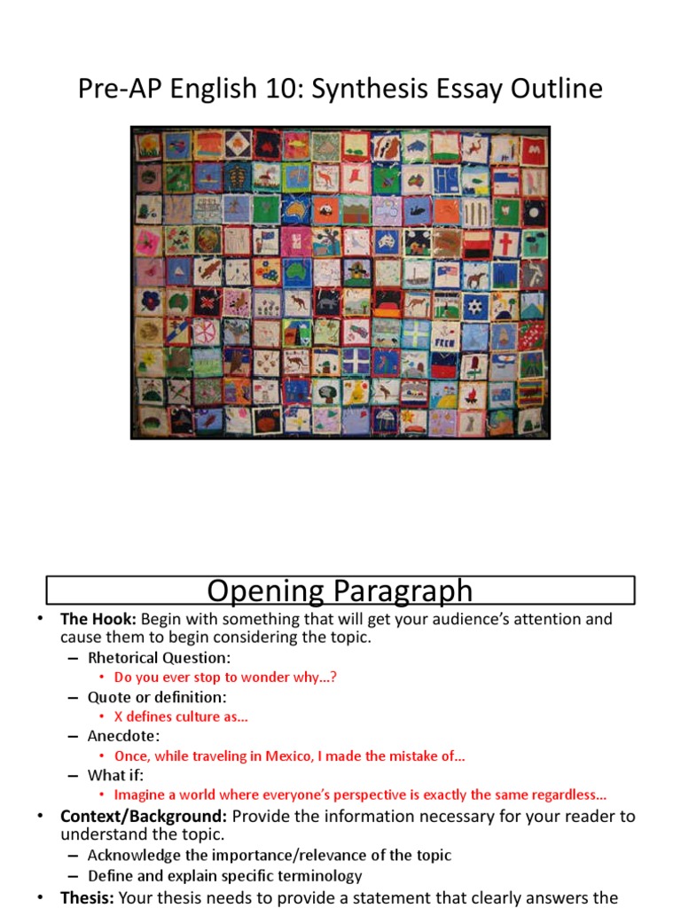 Synthesis Essay Outline for Pre-AP English 10 | PDF | Essays