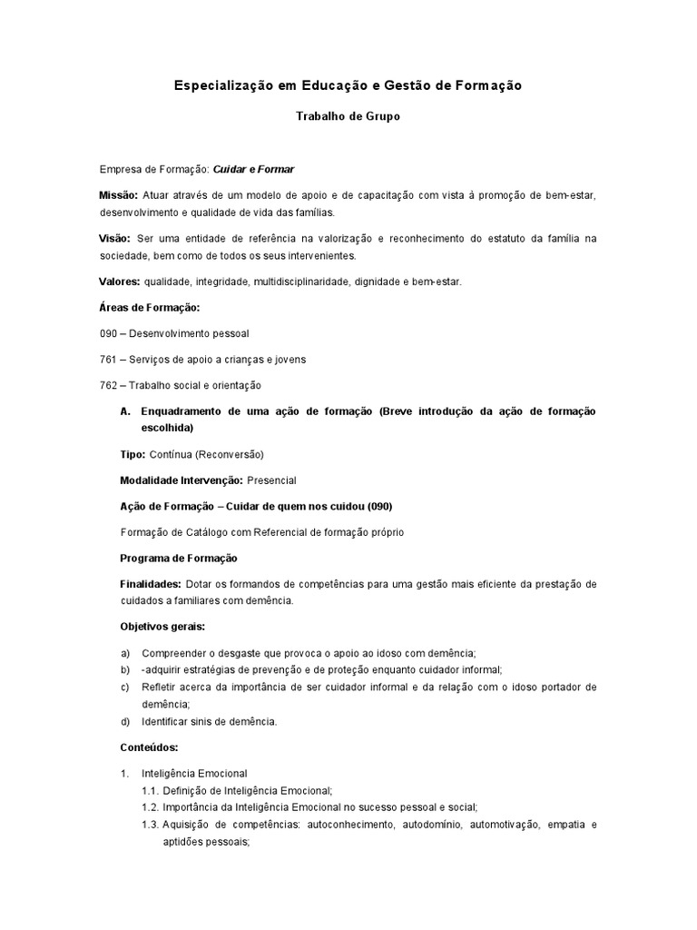 Trabalho Grupo UFCD 5439 | PDF | Desenvolvimento profissional ...