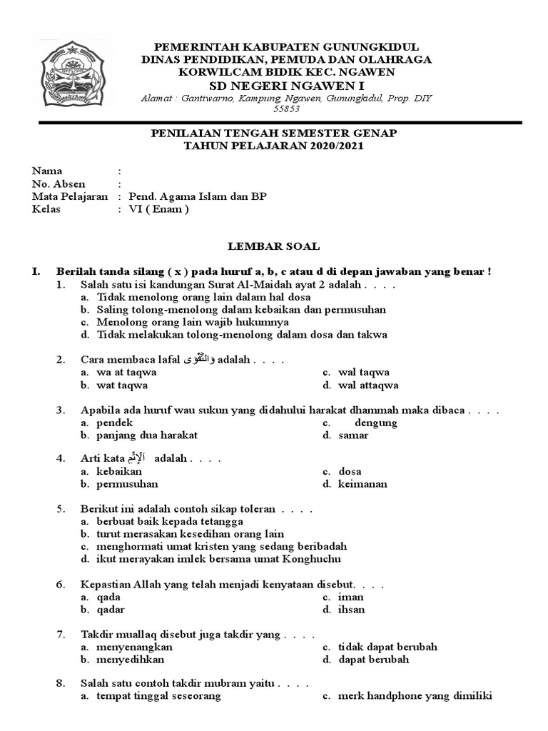 PTS KLS 6 SMT 2 | PDF | Seni & Disiplin Bahasa | Agama & Spiritualitas