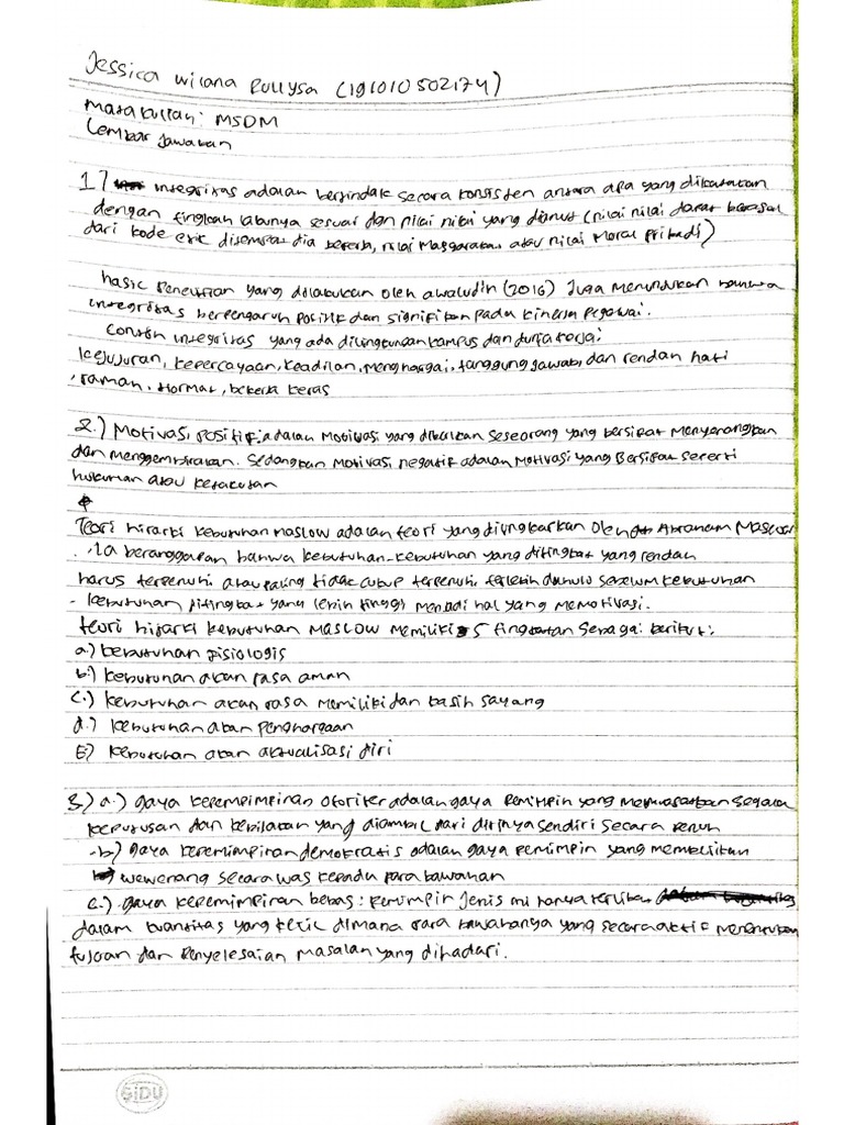 Jessica Wilana Rullysa UTS MSDM 421 | PDF