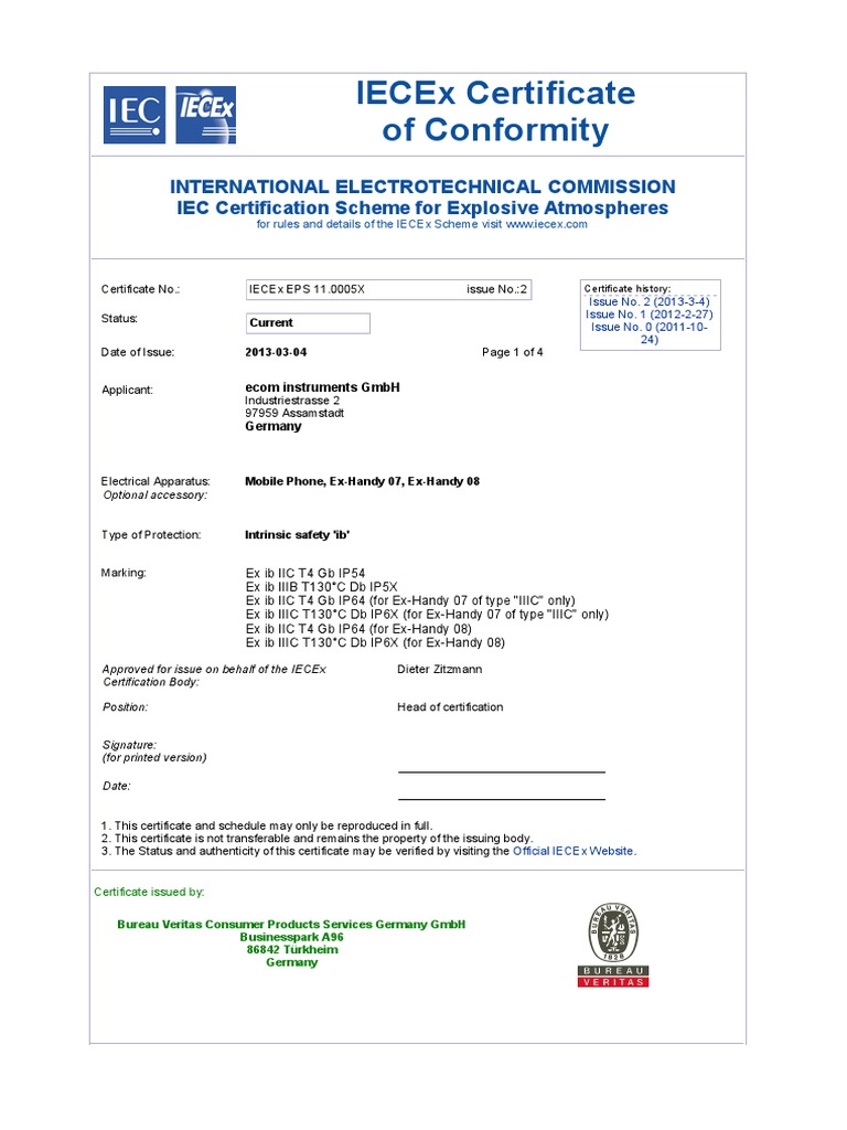 Iecex Certificate of Conformity | PDF | Electrical Engineering ...