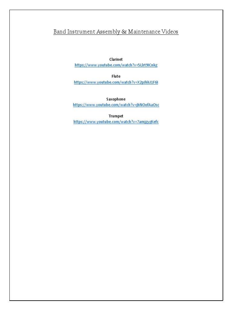 Band Instrument Assembly Videos | PDF | Science & Mathematics