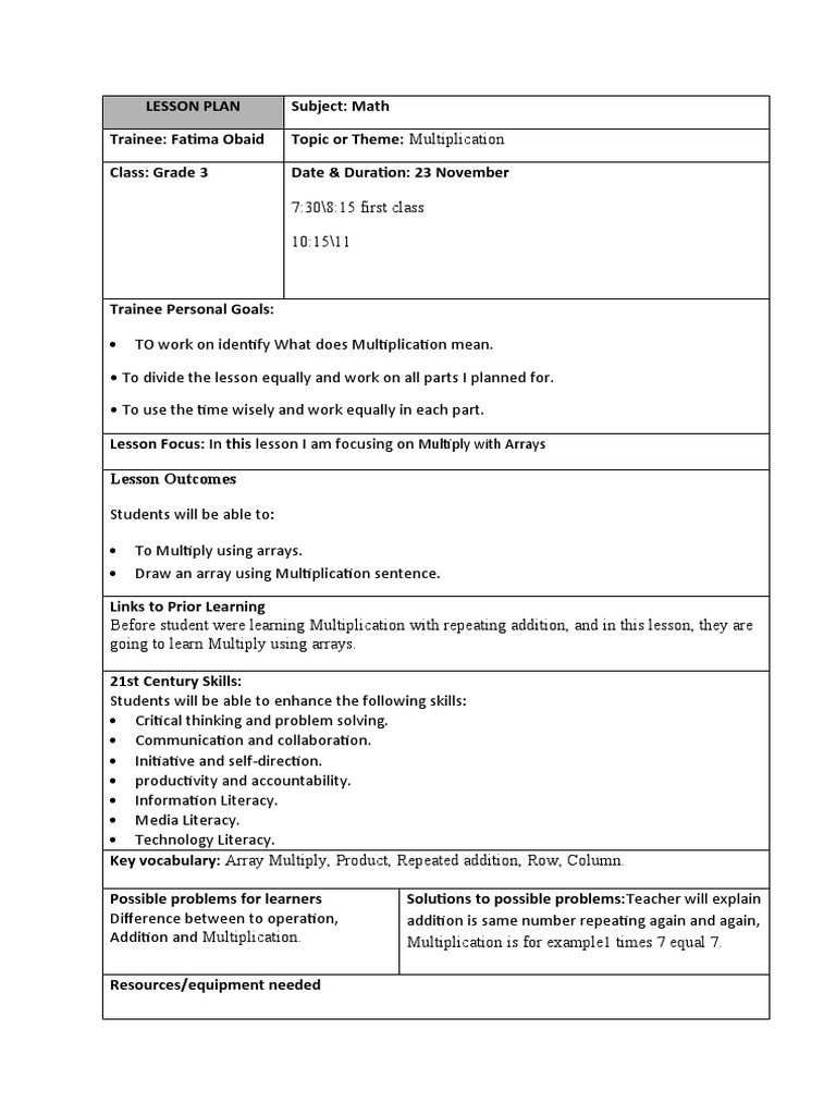 Lesson Plan 3.. | PDF | Educational Psychology | Applied Psychology