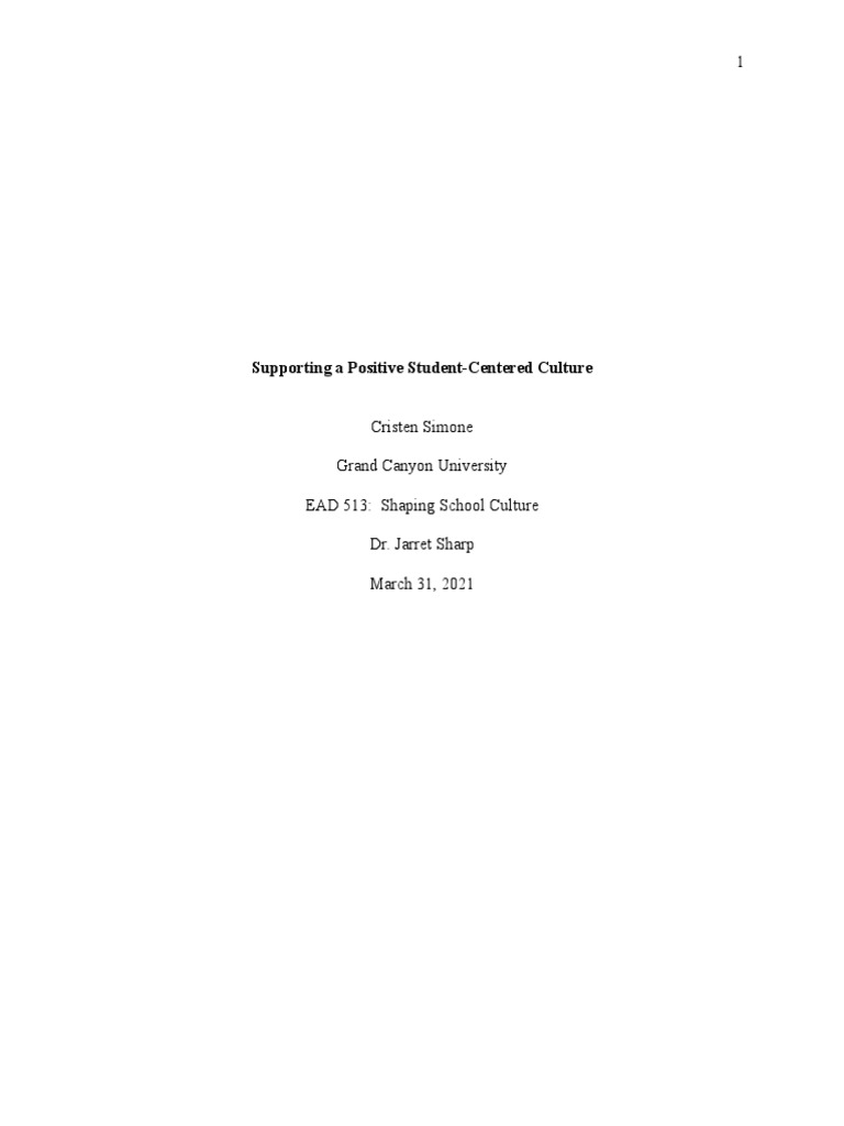 Student Centered Culture | PDF | Classroom Management | Teachers