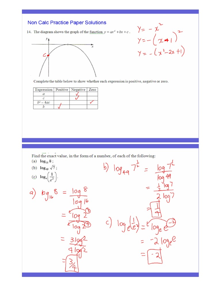 Non-Calculus Practice Paper Solutions | PDF | Functions And Mappings ...