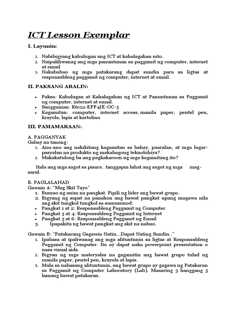 ICT Lesson Exemplar 12112 | PDF