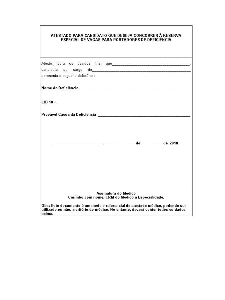 Modelo de Atestado Medico | PDF