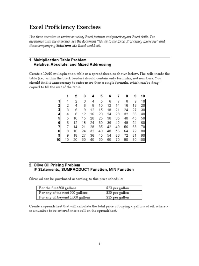 Proficiency Exercises | PDF | Microsoft Excel | Spreadsheet