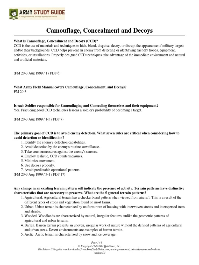 Army Study Guide PT 9 | PDF | Camouflage | Radar
