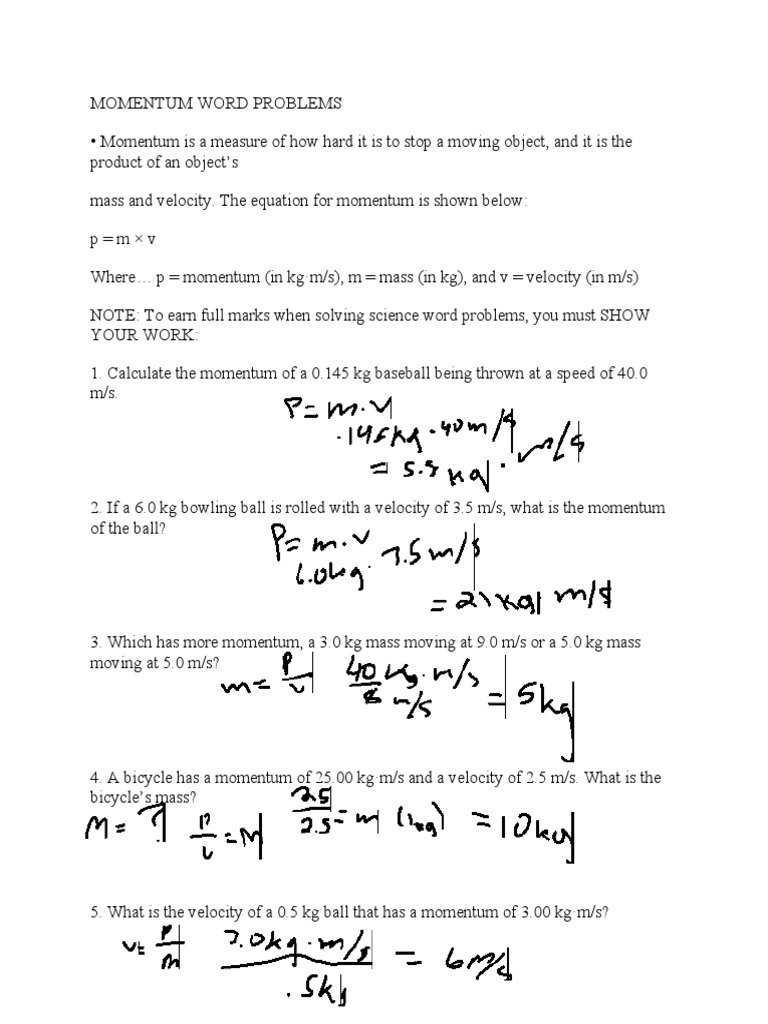 momentum-word-problems-pdf